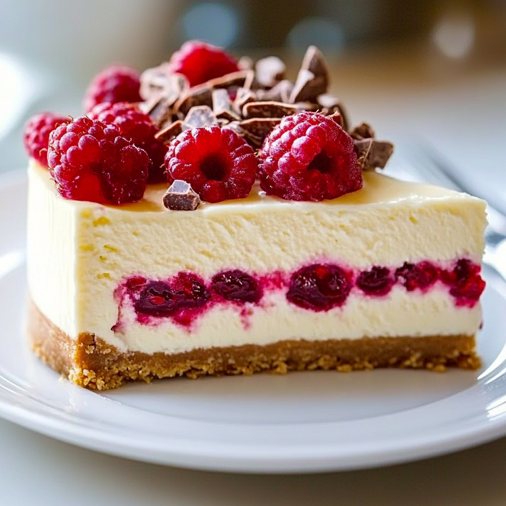 White Chocolate Raspberry Truffle Cheesecake