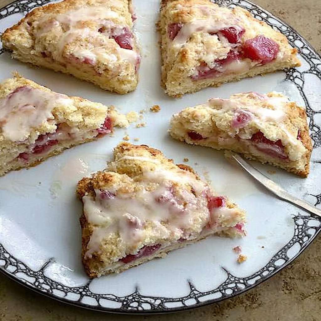 Rhubarb Scones with Lemon Glaze