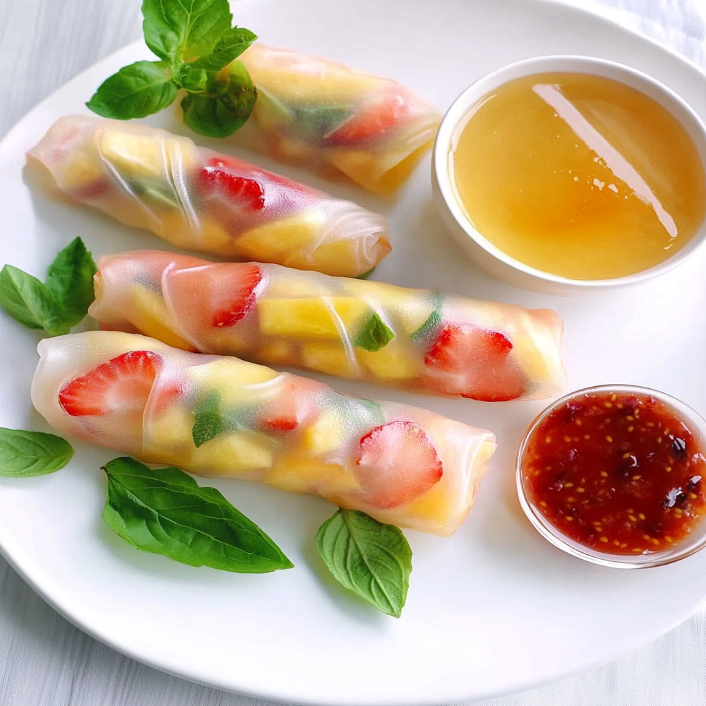 Tropical Fruit Spring Rolls with Honey Dip