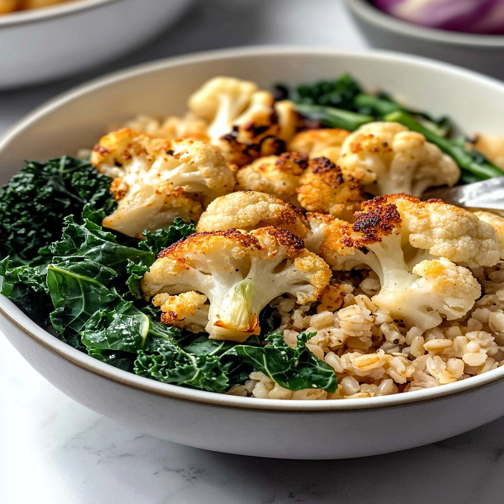 Roasted Cauliflower and Kale Grain Bowl