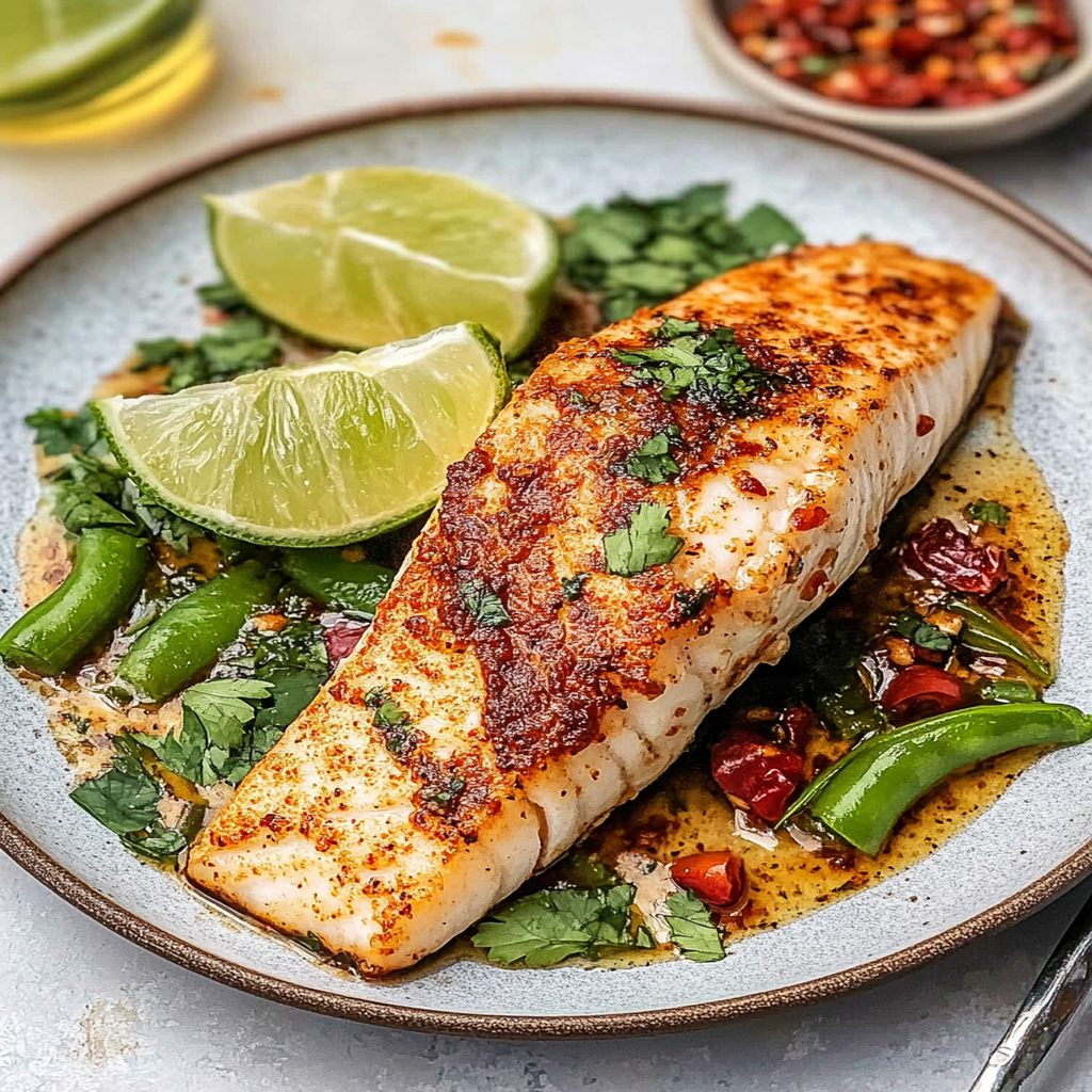 Chili Lime Roasted Halibut with Herbs