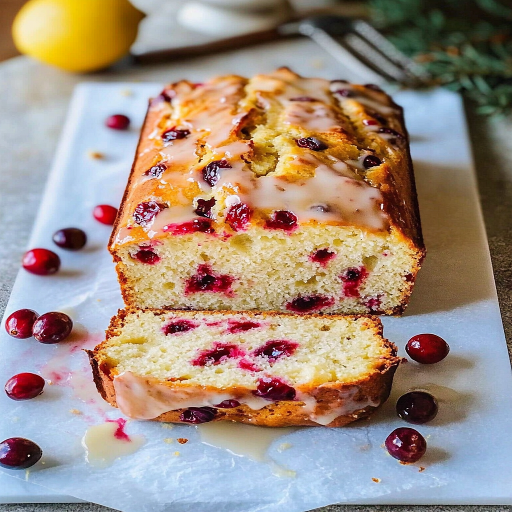 Cranberry Lemon Loaf with Glaze