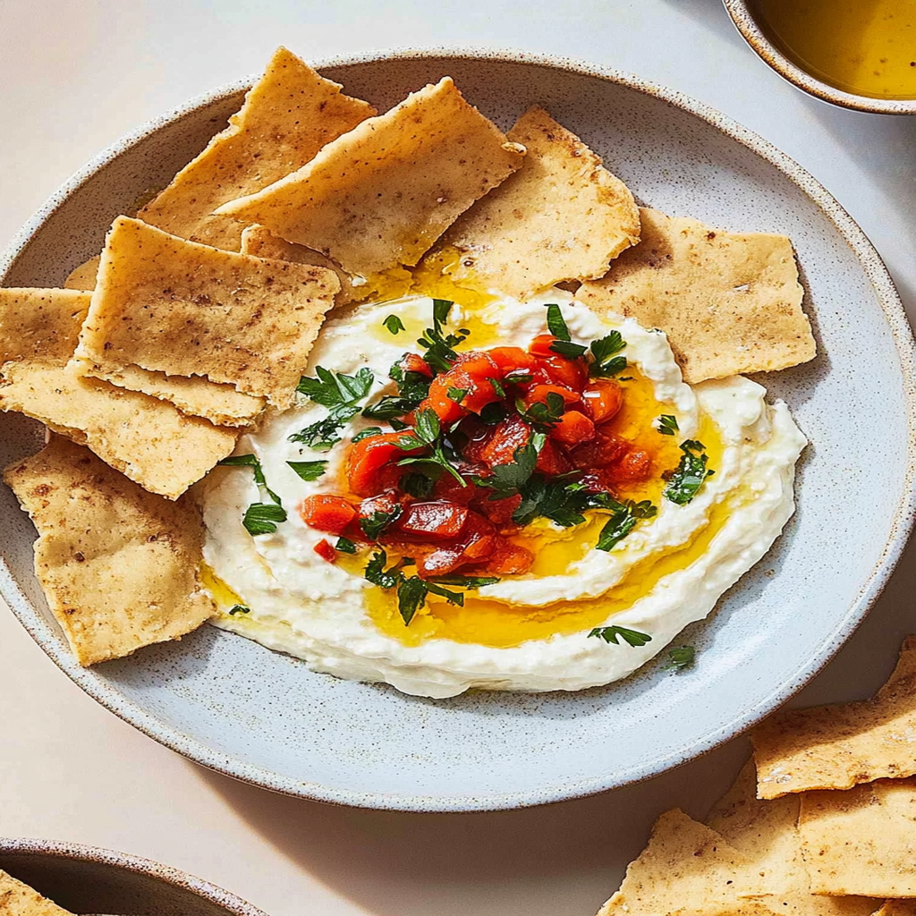Roasted Red Pepper Whipped Feta Dip